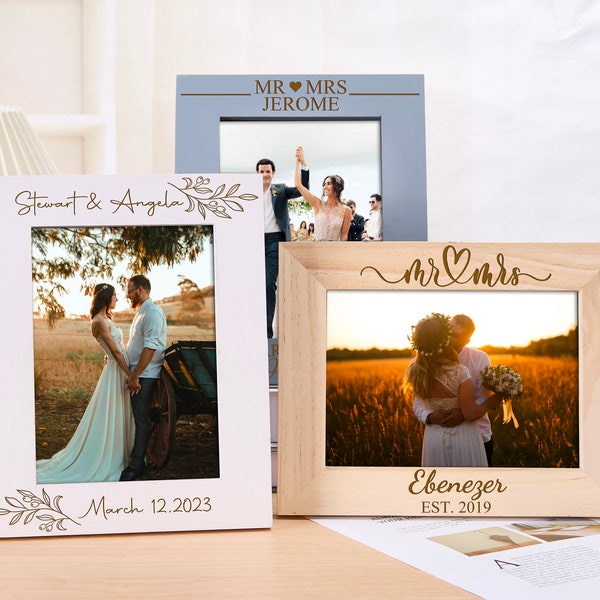 White Engraved Wedding Picture Frame - Etsy