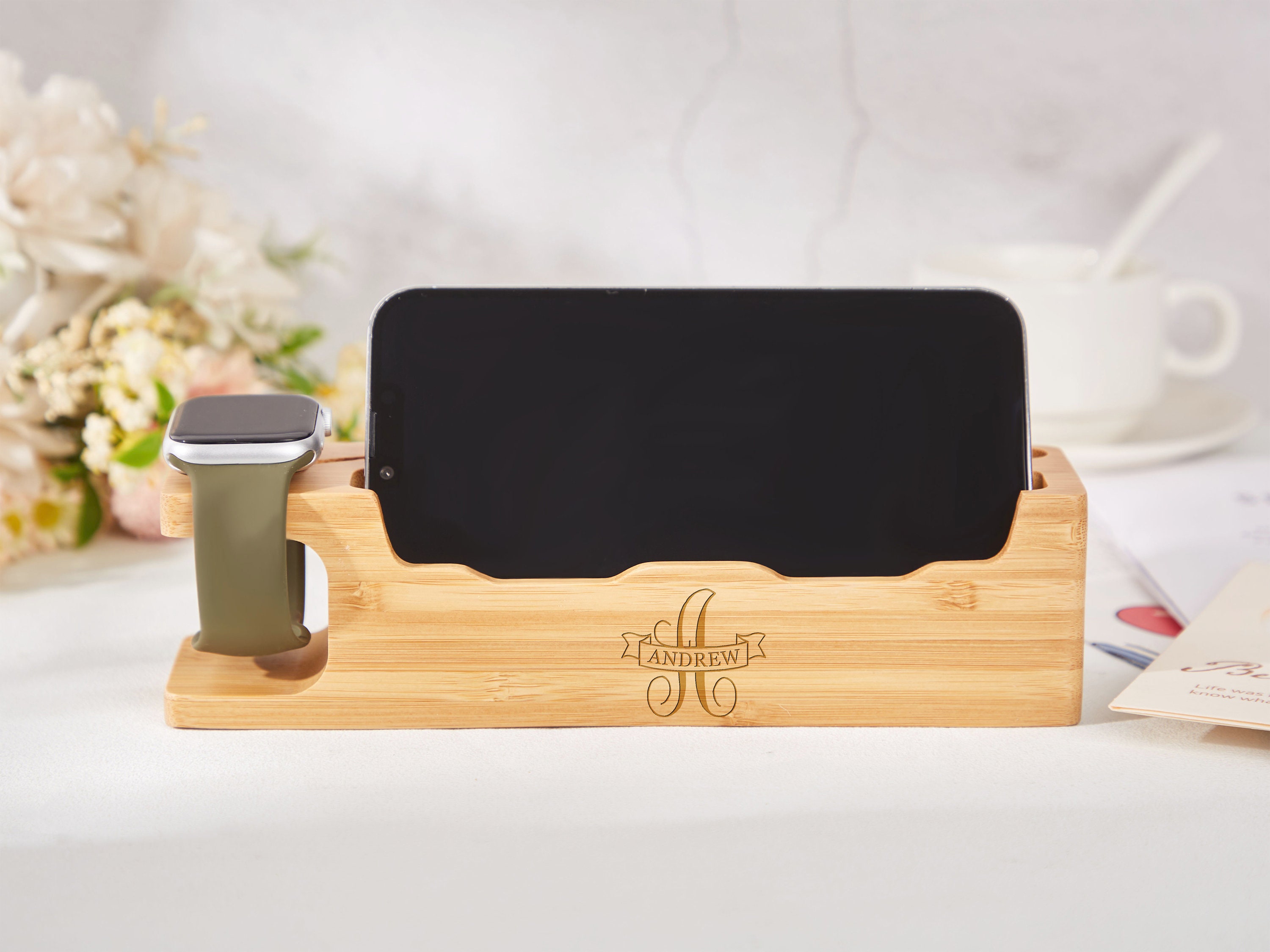Wood Docking Station, Bamboo Docking Station, Apple Watch Charging ...