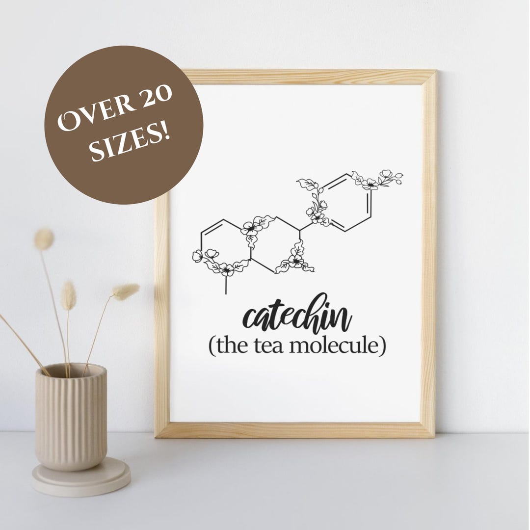 Tea Molecule Floral Catechin Wall Décor Printable | Chemical Design ...