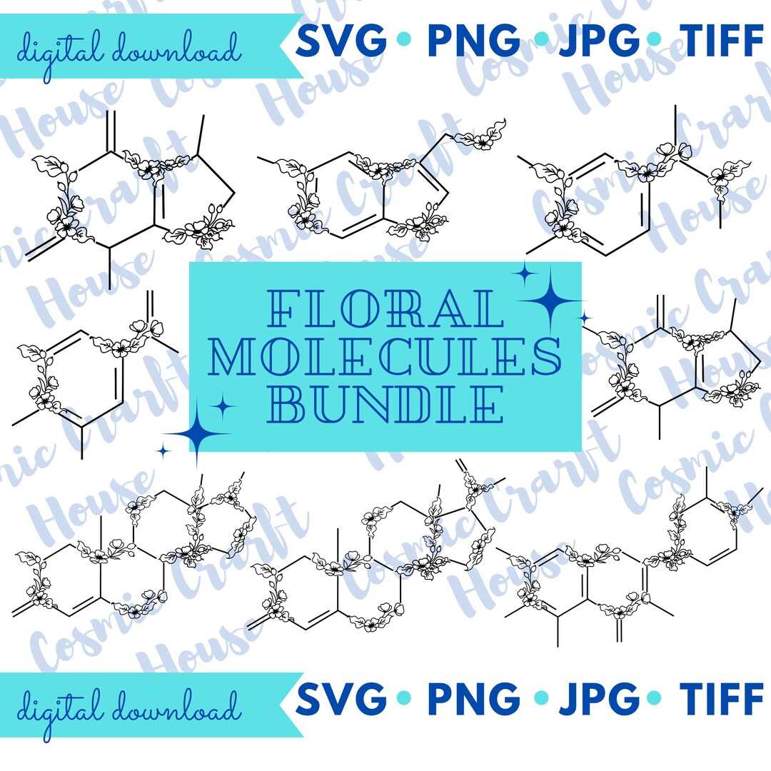Floral SVG Bundle | Flower Molecules Clipart | Chemical Structure ...