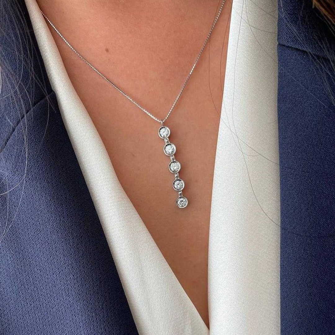 Bezel and Prong Setting Diamond Pendant, Unique Bezel Set Round Lab ...