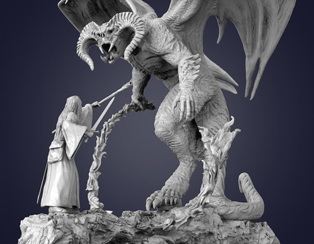 Lotr Balrog Vs Gandalf Diorama 3D Figure STL 3D Model 3D Printable File ...