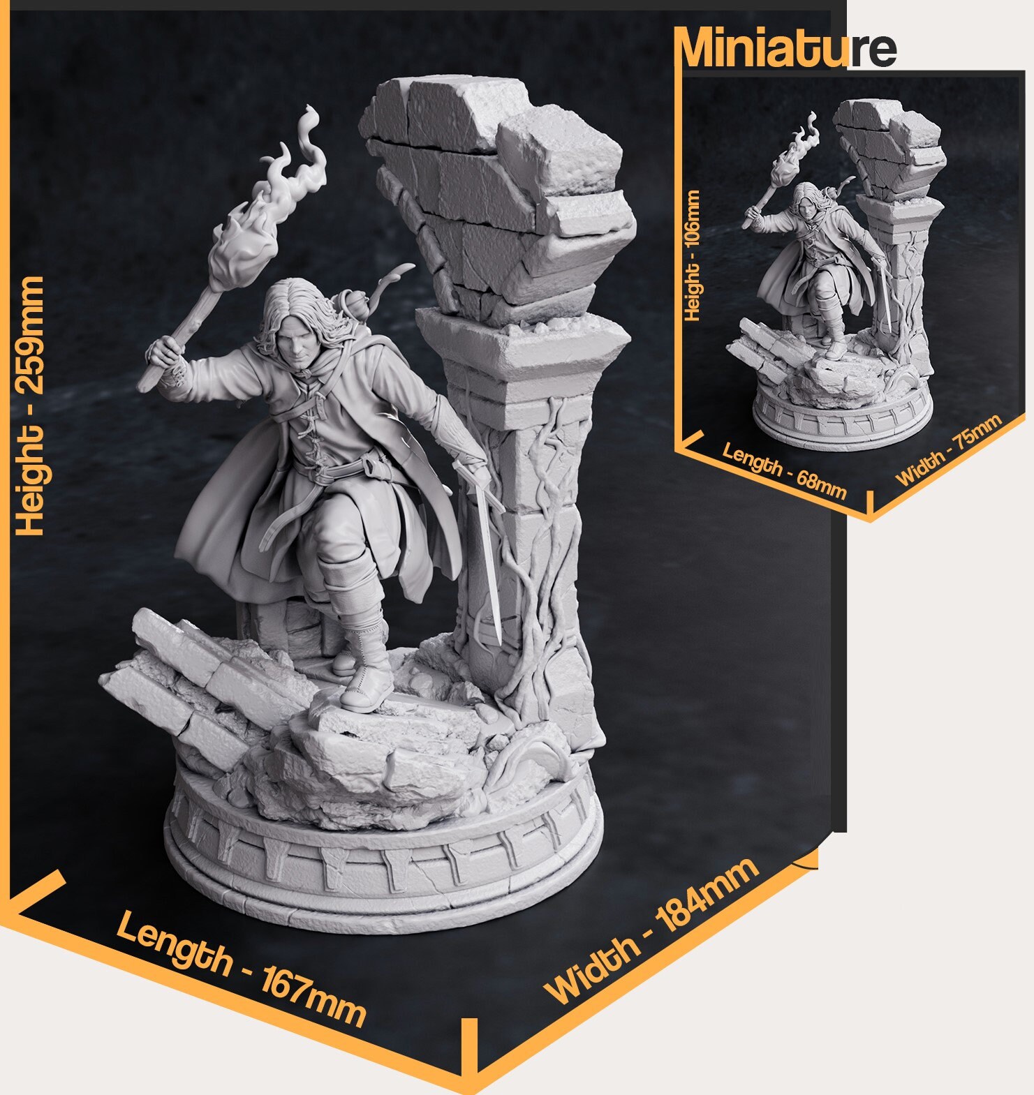Lotr Aragorn 3D Figure STL 3D Model 3D Printable File 3D Printing Model ...