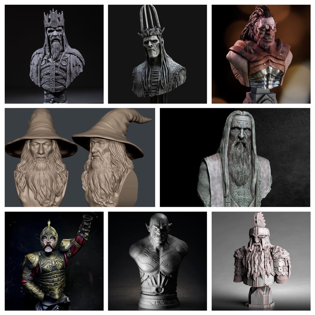 Lotr Bust Set v1 3D Figure STL 3D Model 3D Printable File 3D Printing ...