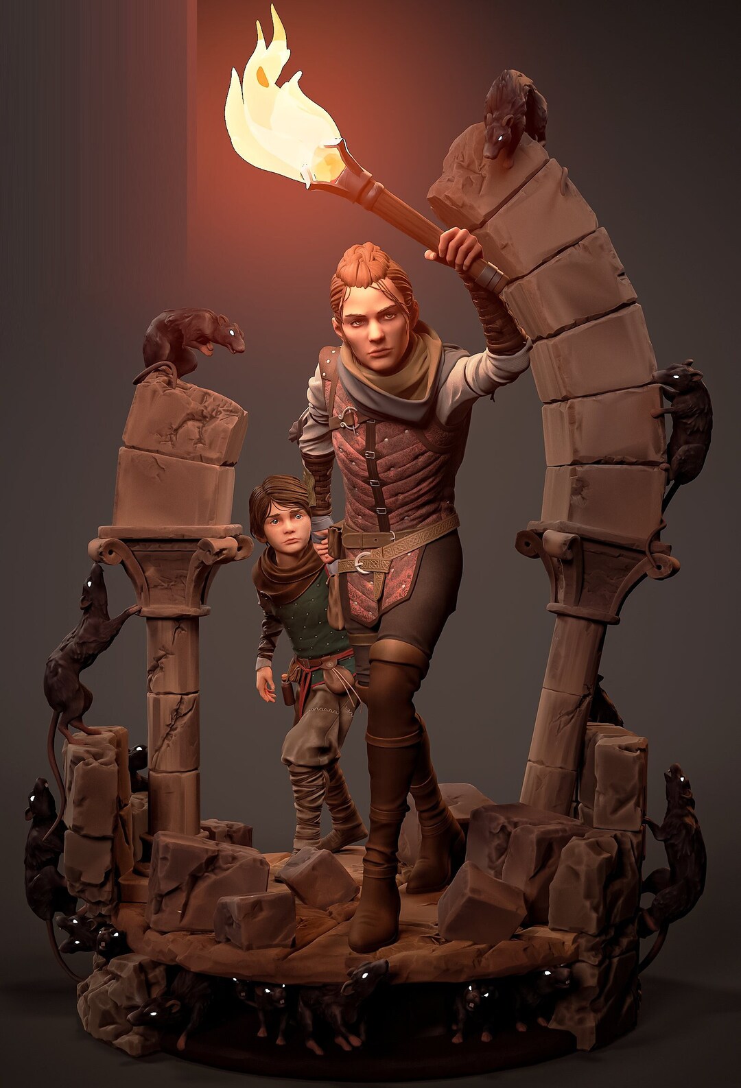 A Plague Tale Amicia and Hugo 3D Figure STL 3D Model 3D Printable File ...