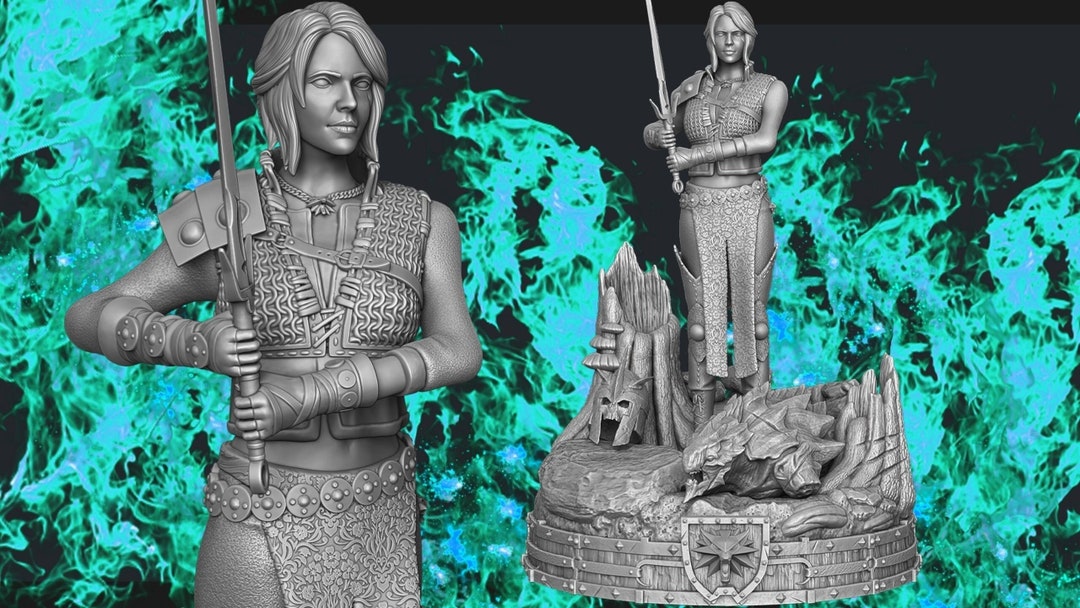 Ciri the Witcher 3D Figure STL 3D Model 3D Printable File 3D Printing ...