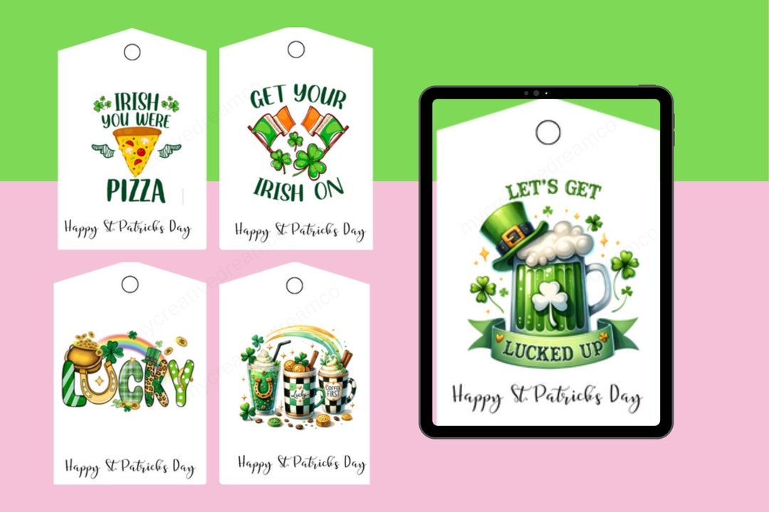 Rainbow St. Patricks Day Tags, Square Tags, Saint Patricks Tags, St ...