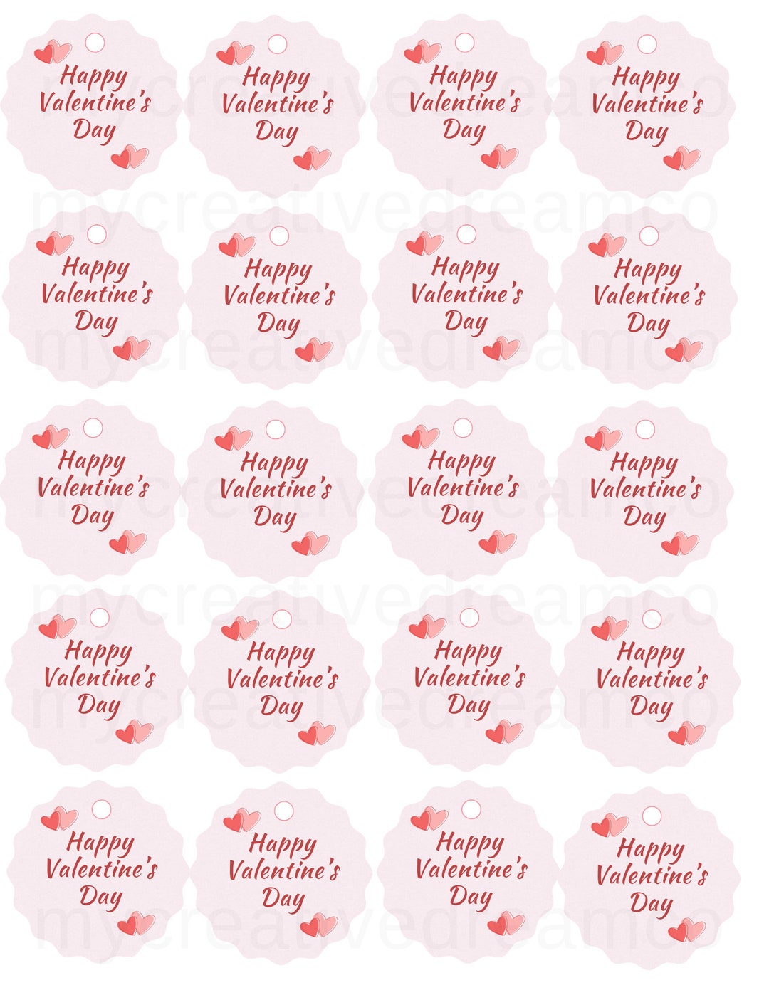 Happy Valentines Day Tag. Valentine's Day Gift Tag. Valentine Cookie ...