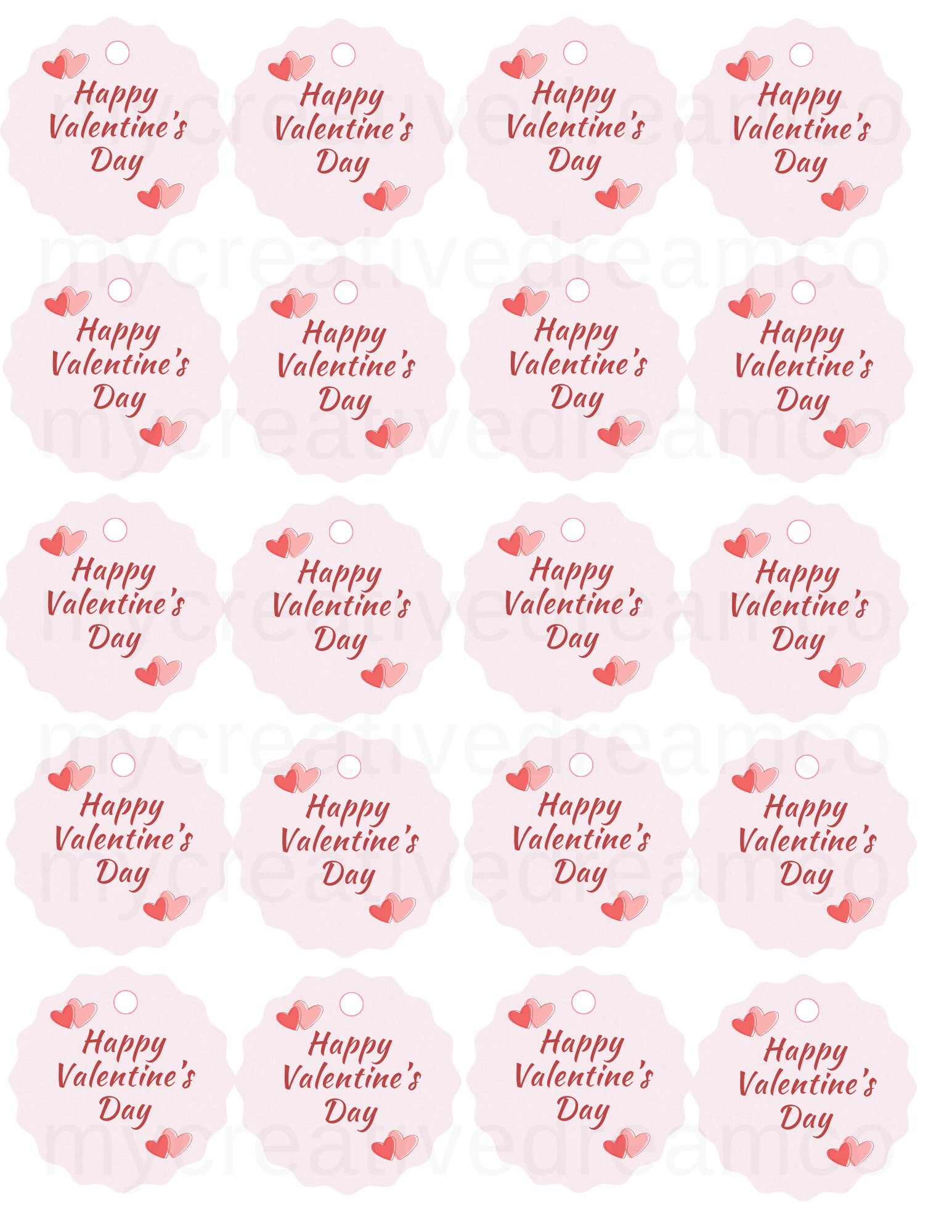 Happy Valentines Day Tag. Valentine's Day Gift Tag. Valentine Cookie ...