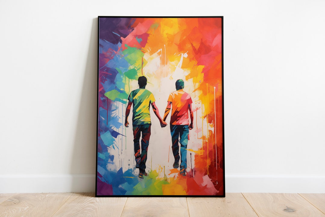 Unity in Color - Gay Men Rainbow Art Poster | Conceptual Print ...