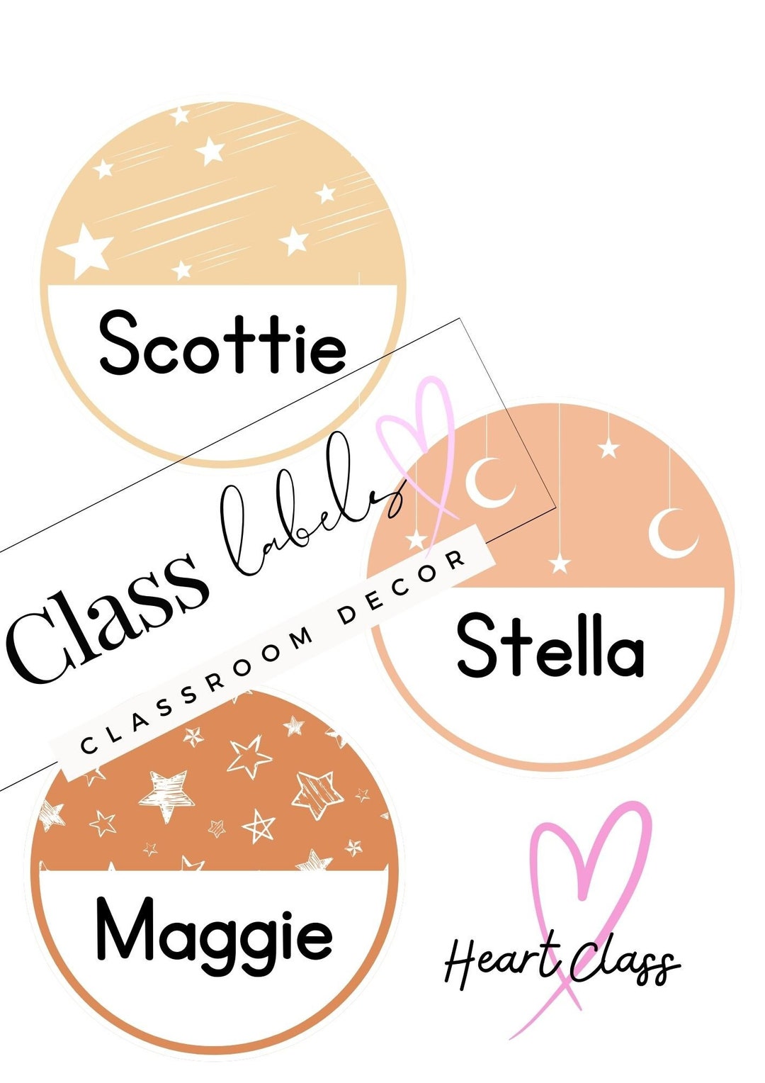 Neutral Calm Class Student Labels - Etsy