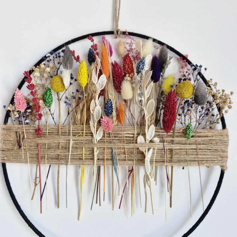 Dried Floral Hoop, Boho Wall Decor, Handmade Gift, Dried Flowers Wreath ...