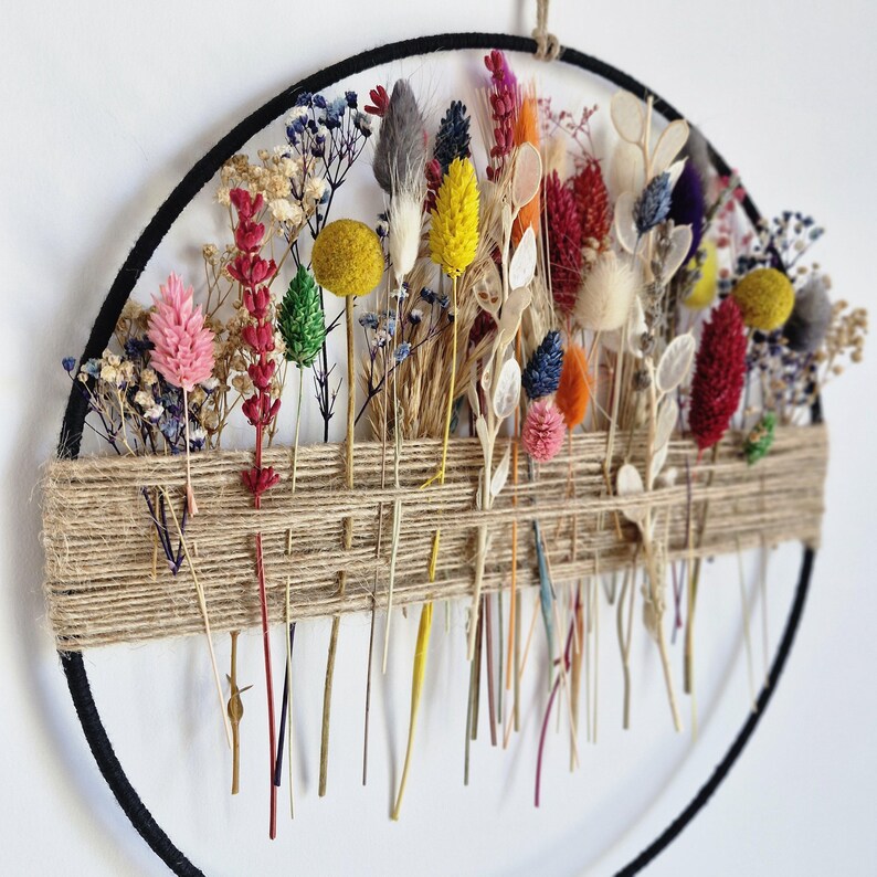 Dried Floral Hoop, Boho Wall Decor, Handmade Gift, Dried Flowers Wreath ...