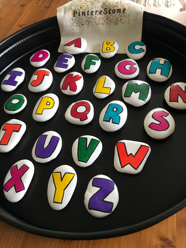 Alphabet Story Stones, Hand Painted Stones, Alphabet, Stone Art ...