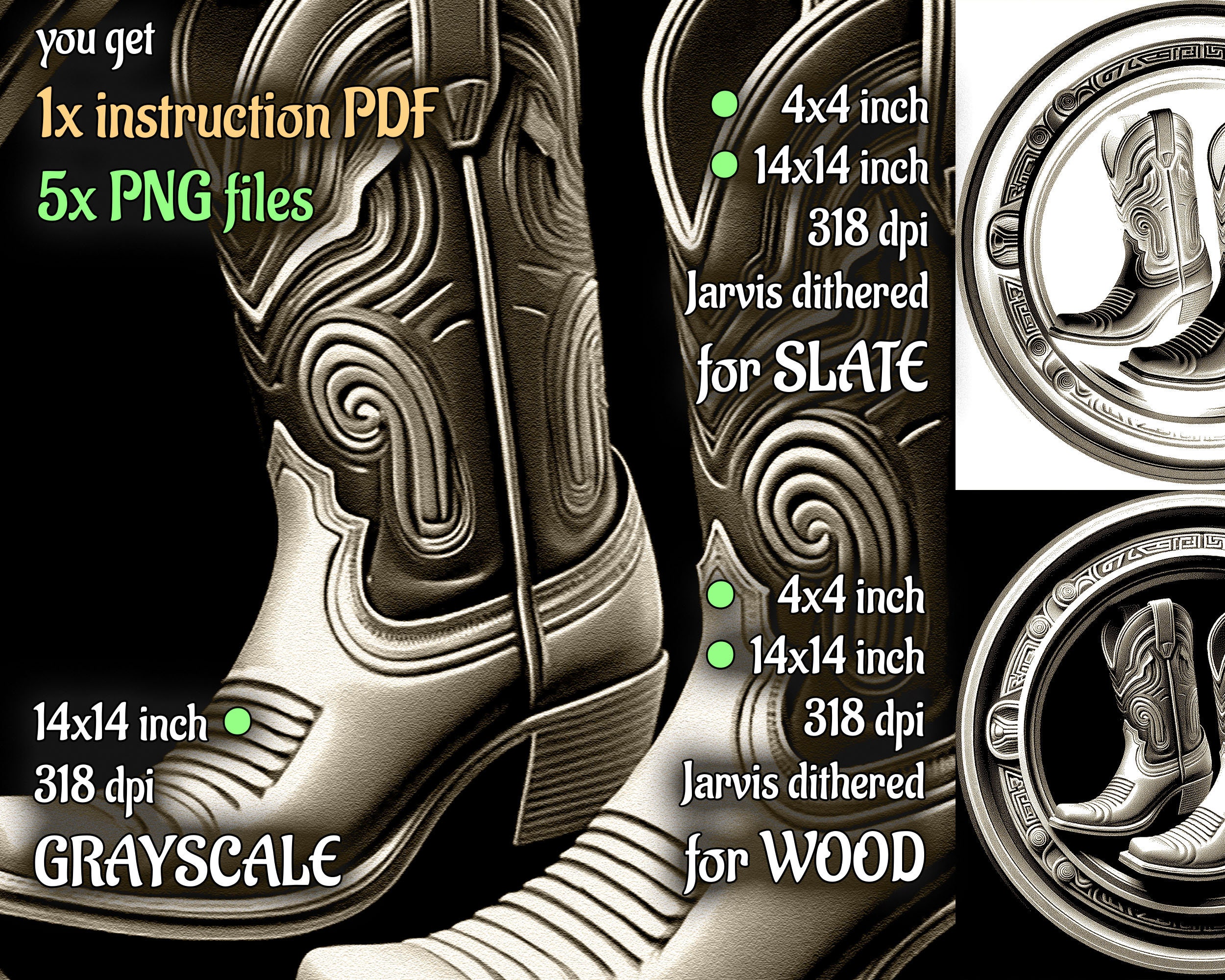 Cowboy Boots 3D Illusion PNG Laser File, Cowboy Boots PNG, Western PNG ...