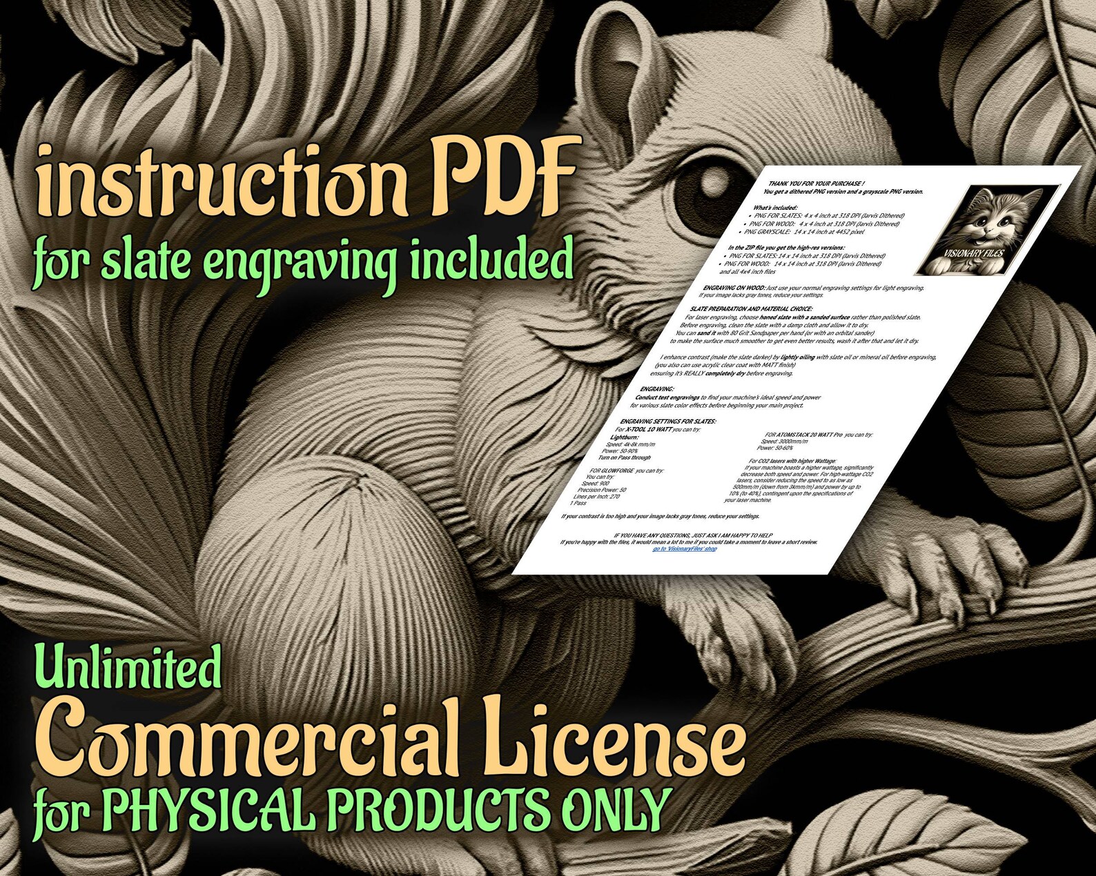 Squirrel 3D Illusion PNG Laser File for Slate & Wood (digital Download ...