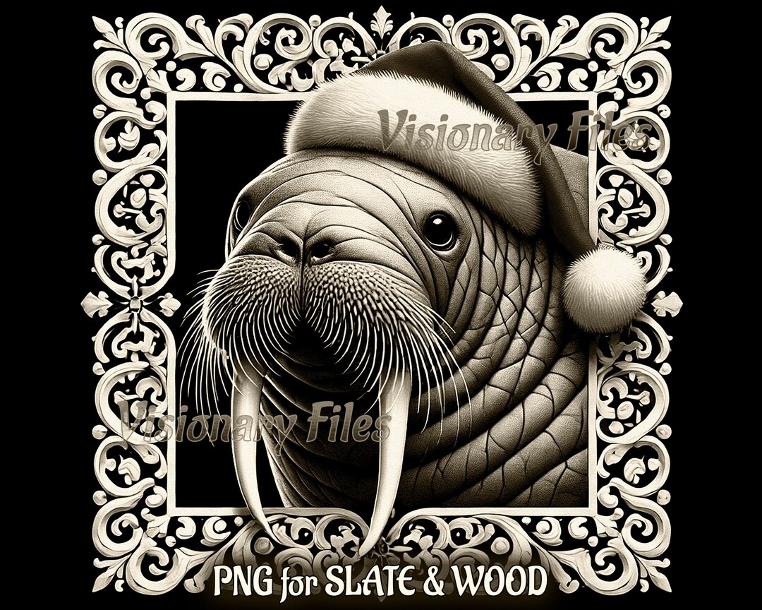 Walrus Santa 3D Illusion PNG, 3D Laser File, Walrus 3D PNG, 3D Illusion ...