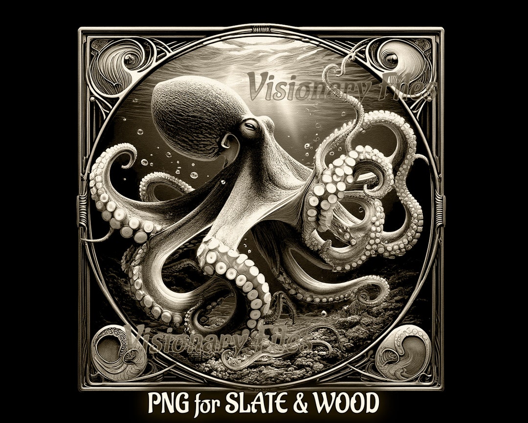 Octopus 3D Illusion PNG Laser File, Squid 3D PNG, 3D Illusion Engraving ...