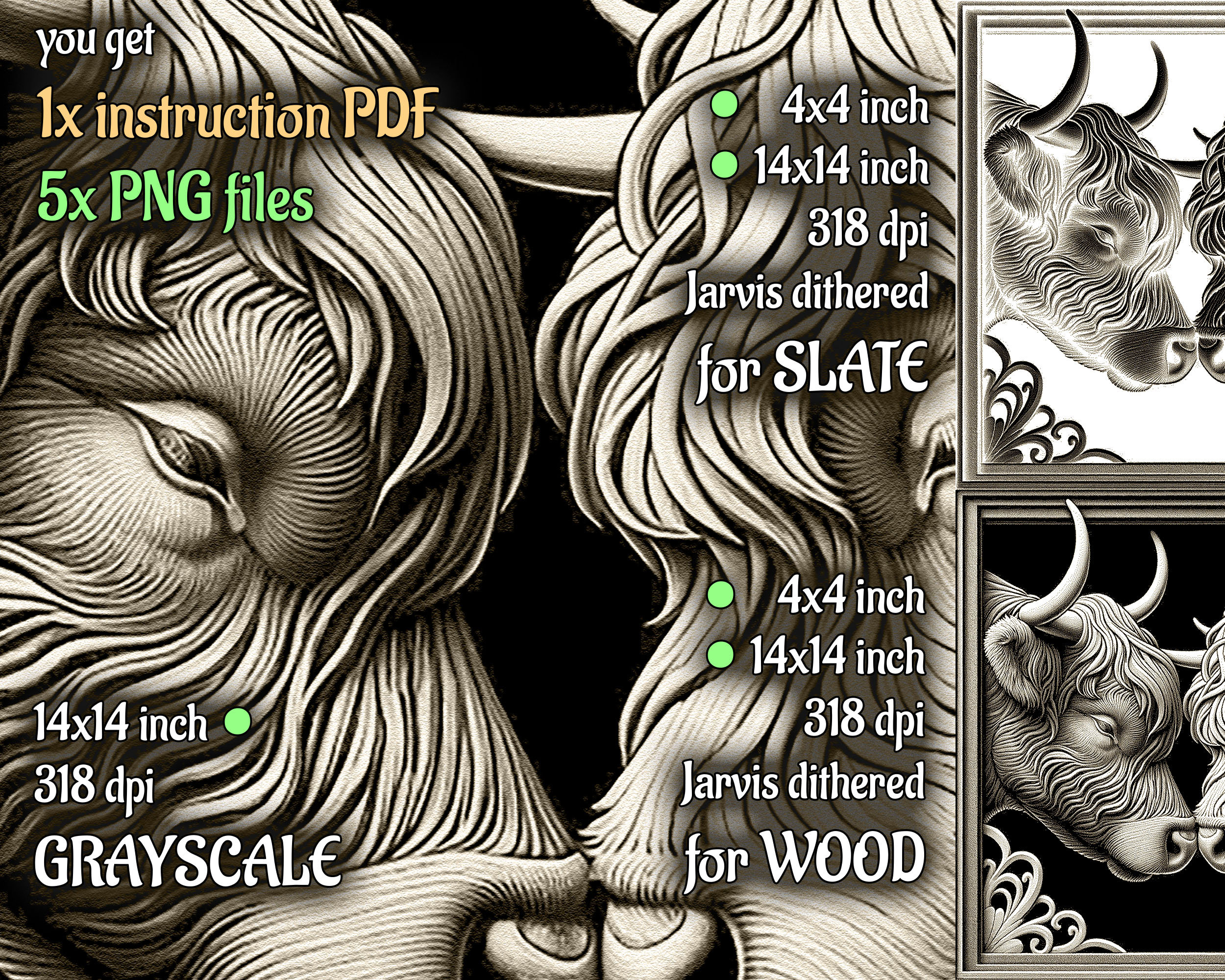 Highland Cows 3D Illusion PNG Laser File, Highland Cow in Love PNG ...