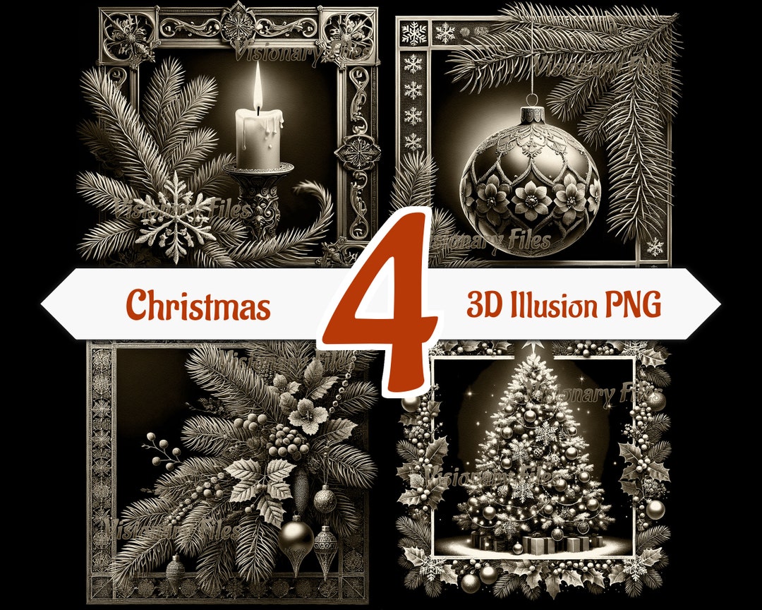 Christmas 3D Illusion PNG Laser File, Christmas 3D PNG Bundle ...