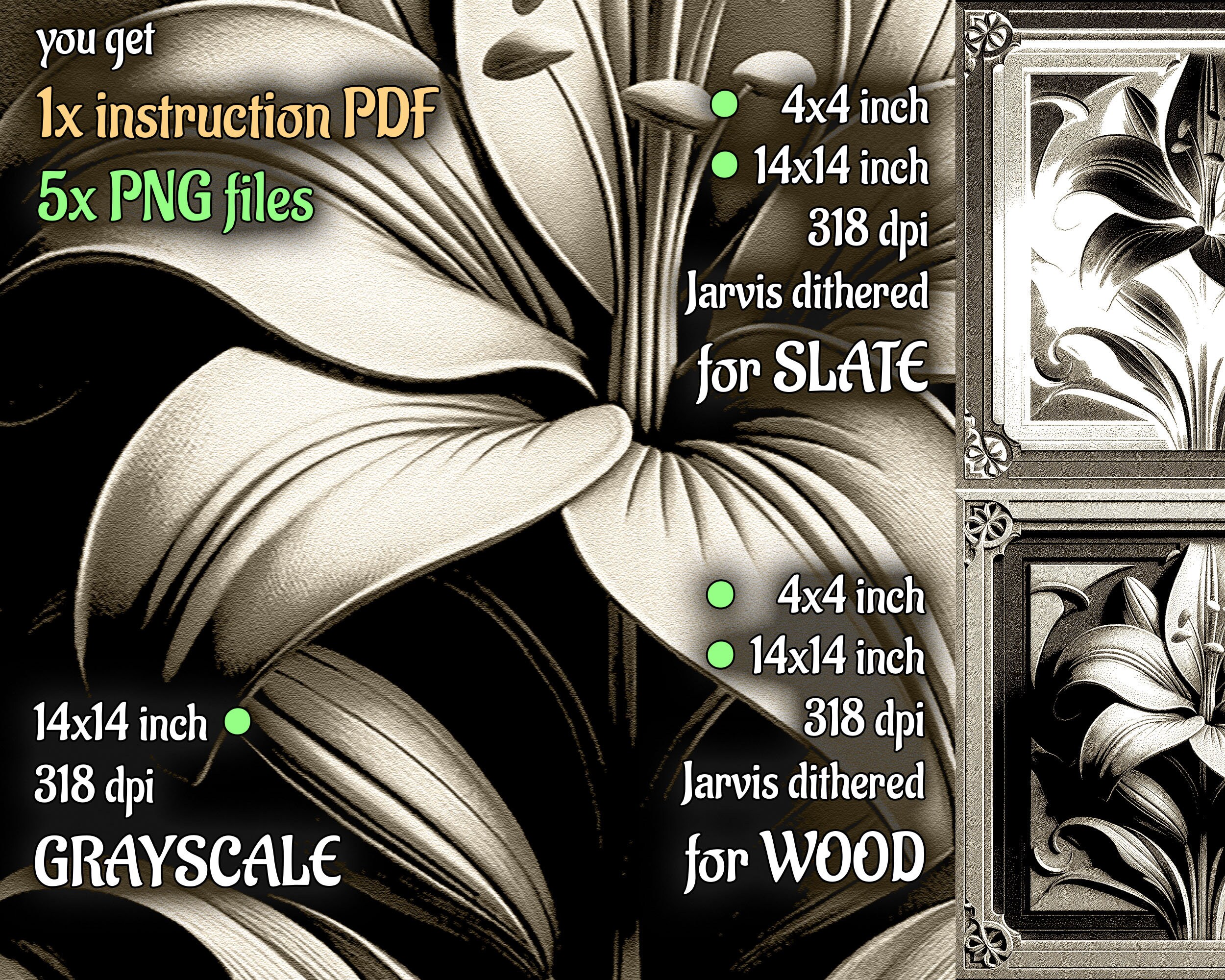 Lily 3D Illusion PNG Laser File, Lily PNG, Flower PNG, Lily Slate ...