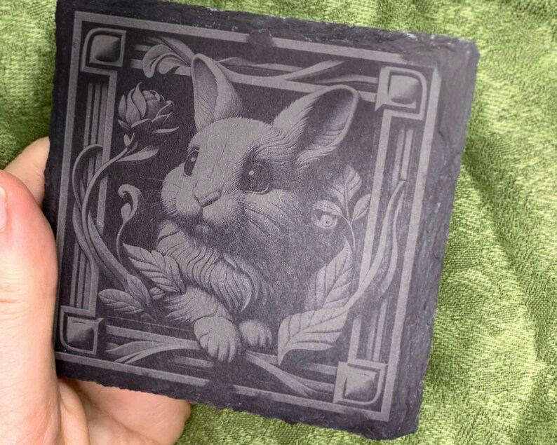 Bunny 3D Illusion PNG Laser File, Easter PNG, Rabbit Slate Coaster ...