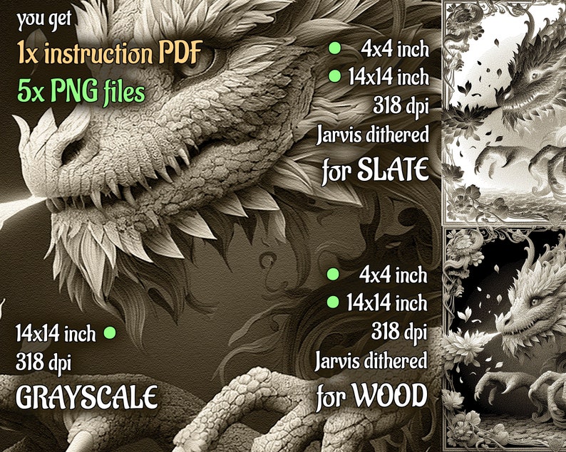Dragon 3D Illusion PNG Laser File, Floral 3D Dragon PNG, Dragon Slate ...