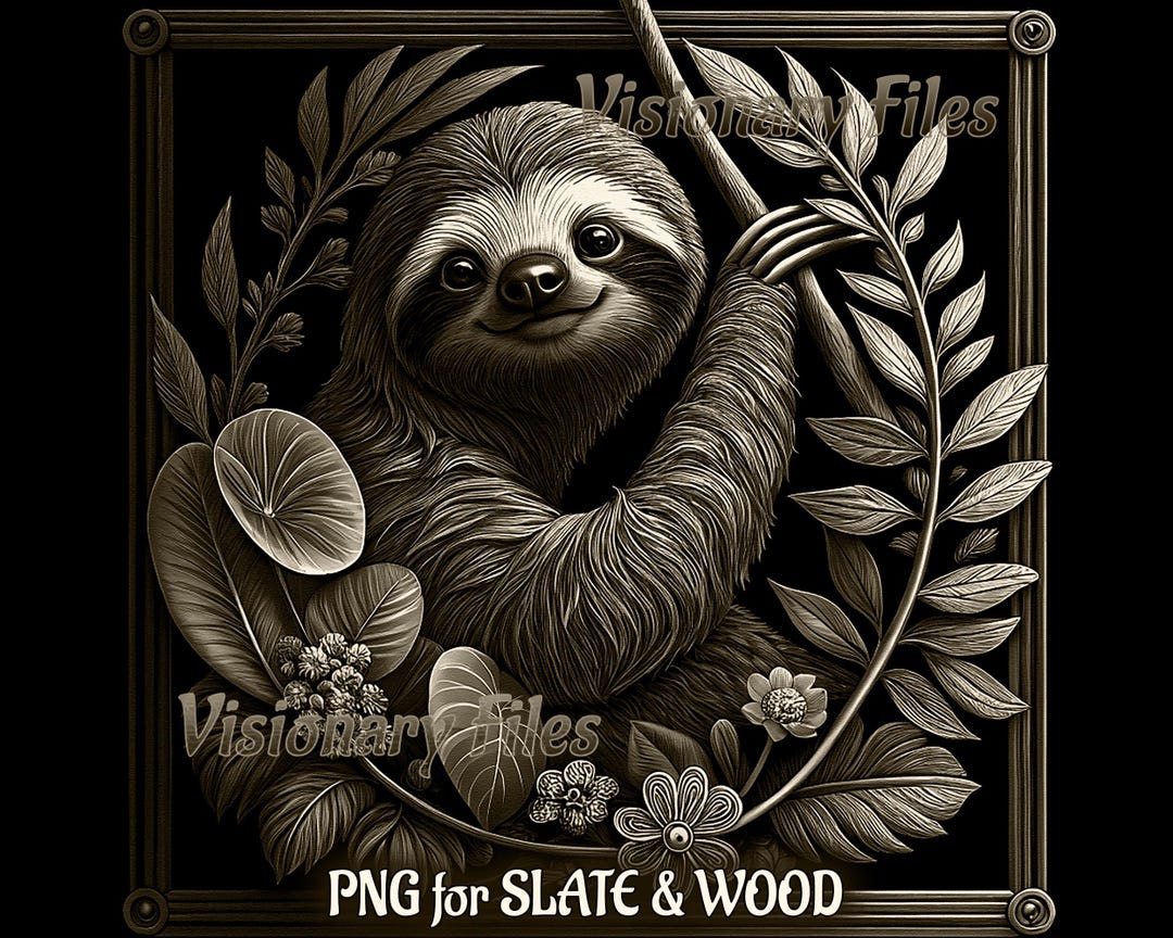 Sloth 3D Illusion Laser Engrave File, Sloth Laser Engrave File PNG, PNG ...