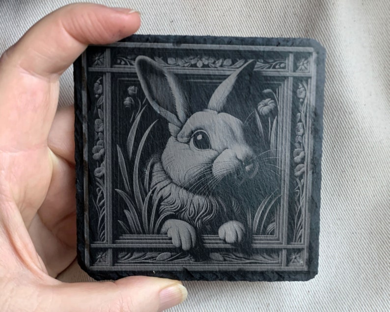 Bunny 3D Illusion PNG Laser File, Easter PNG, Rabbit Slate Coaster ...