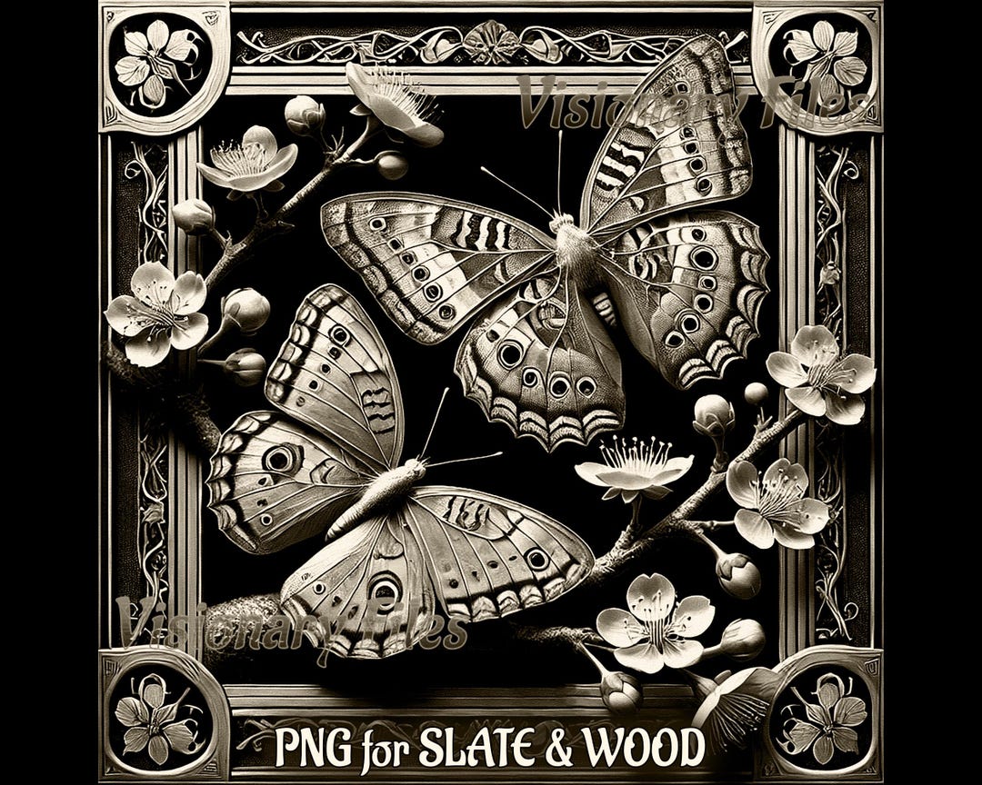 Butterflies 3D Illusion PNG Laser File, Valentines Slate Engraving ...