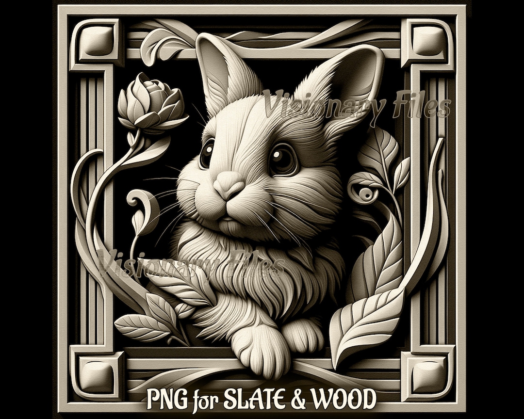Bunny 3D Illusion PNG Laser File, Easter PNG, Rabbit Slate Coaster ...