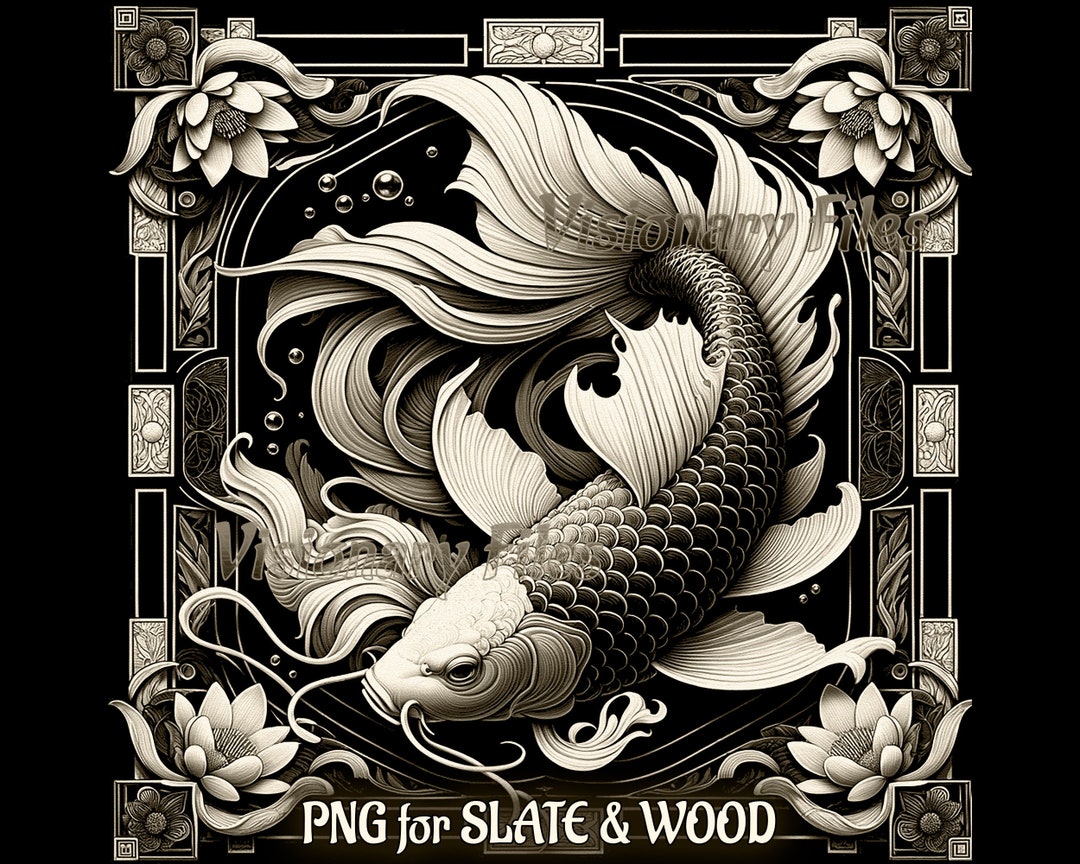 Koi Fish 3D Illusion PNG Laser File, Koi Fish 3D PNG, Fish Slate ...