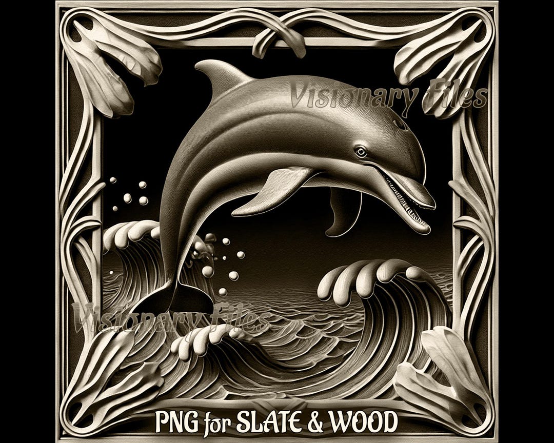 3D Dolphin Laser Engraving PNG, Ocean Animal Design, Sea Life 3D ...