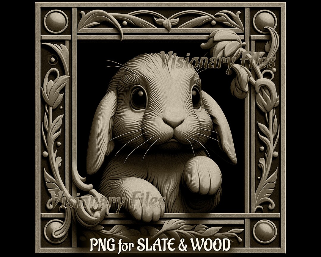 Bunny 3D Illusion PNG Laser File, Easter PNG, Rabbit Slate Coaster ...