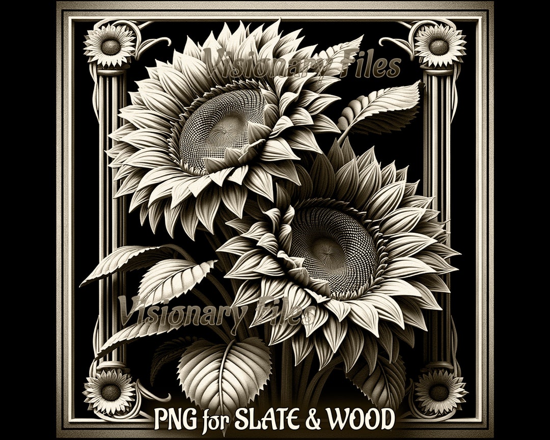 Sunflower 3D Illusion PNG Laser File, Sunflower PNG, Flower Slate ...