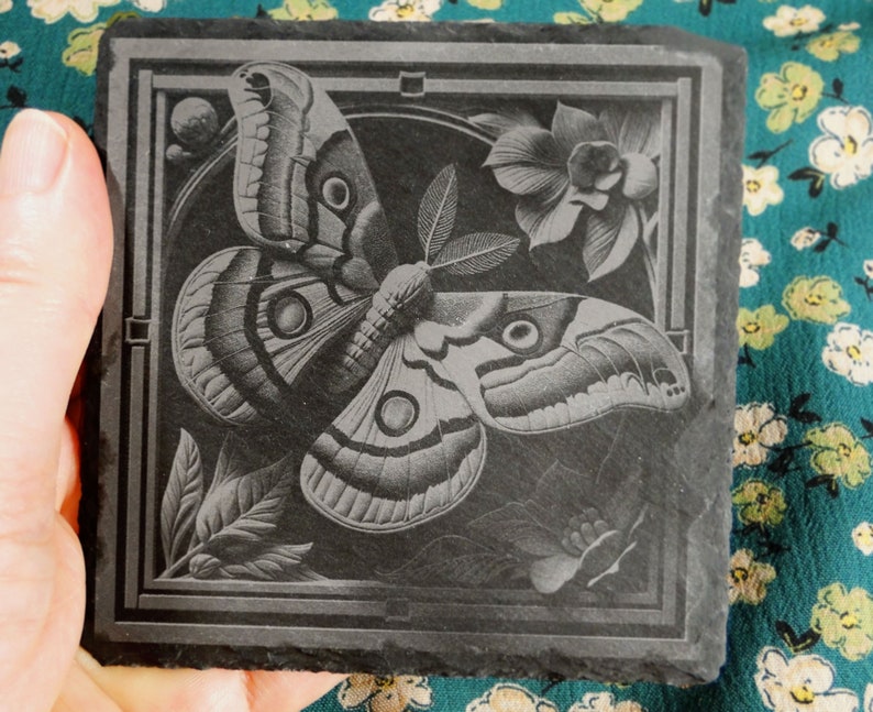 Moth 3D Illusion PNG Laser File, Moth 3D PNG, Moth Slate Coaster ...