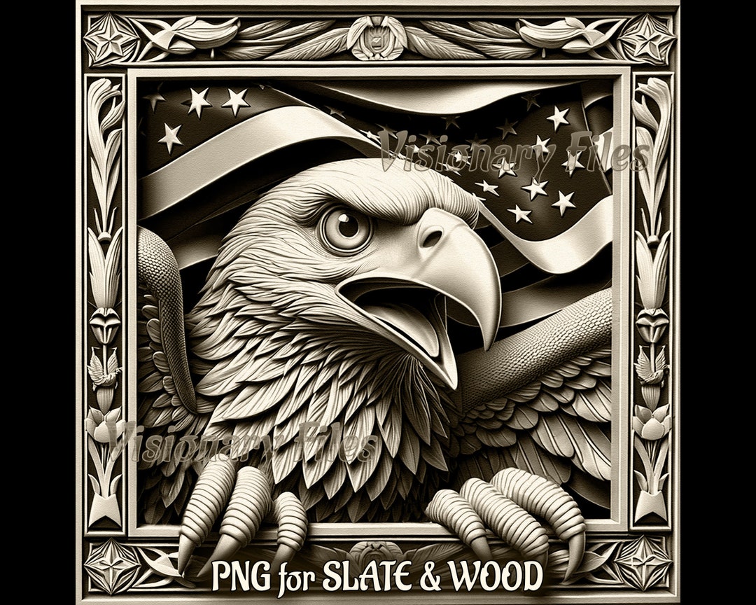 American Eagle 3D Illusion PNG Laser File, Eagle PNG, Eagle Slate ...