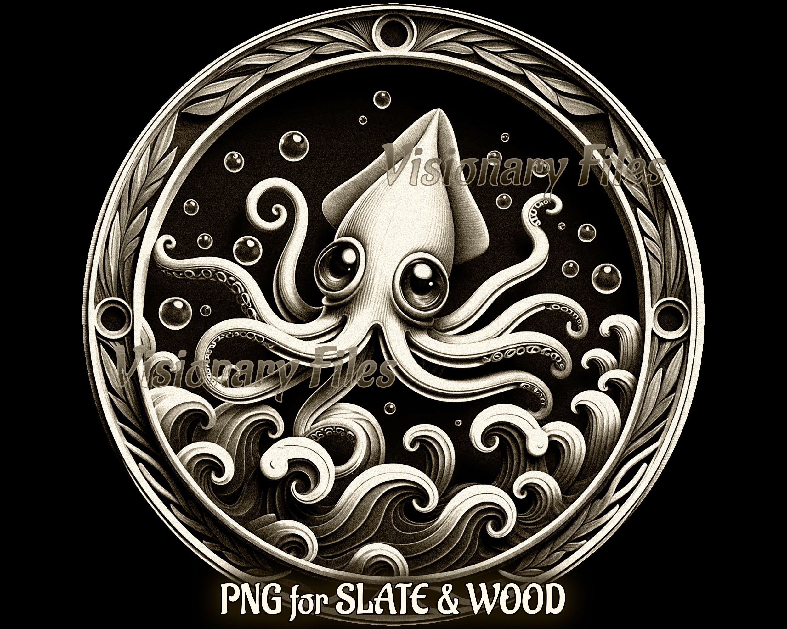 Squid 3D Illusion PNG Laser File, Sea Creature 3D PNG, 3D Illusion ...