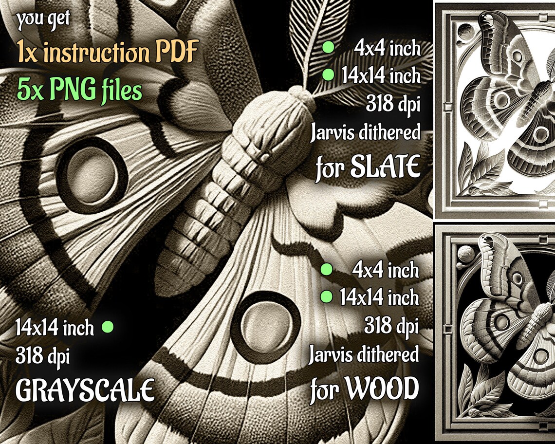 Moth 3D Illusion PNG Laser File, Moth 3D PNG, Moth Slate Coaster ...