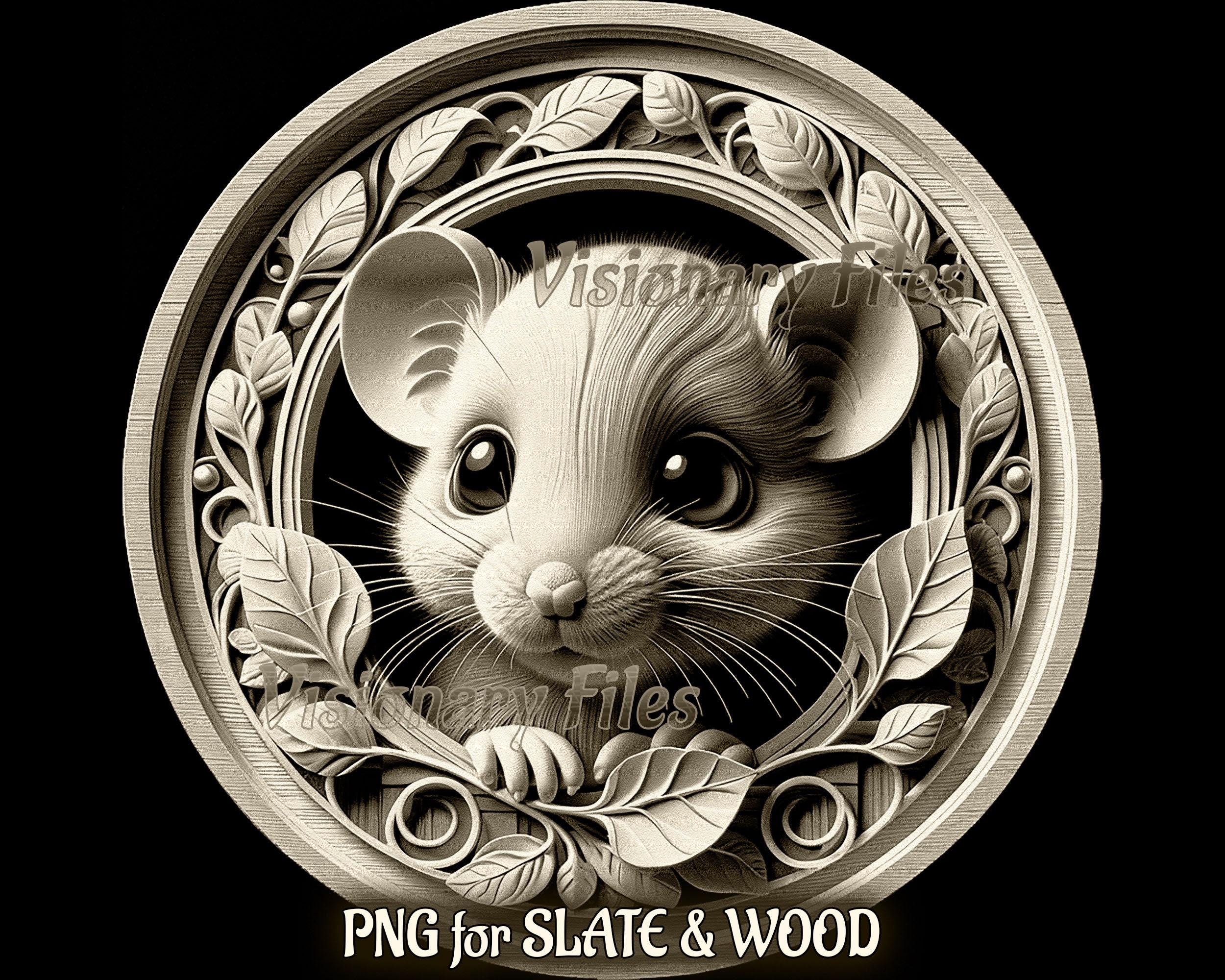 Mouse 3D Illusion PNG Laser File, Mouse PNG, Mouse Round Slate Coaster ...