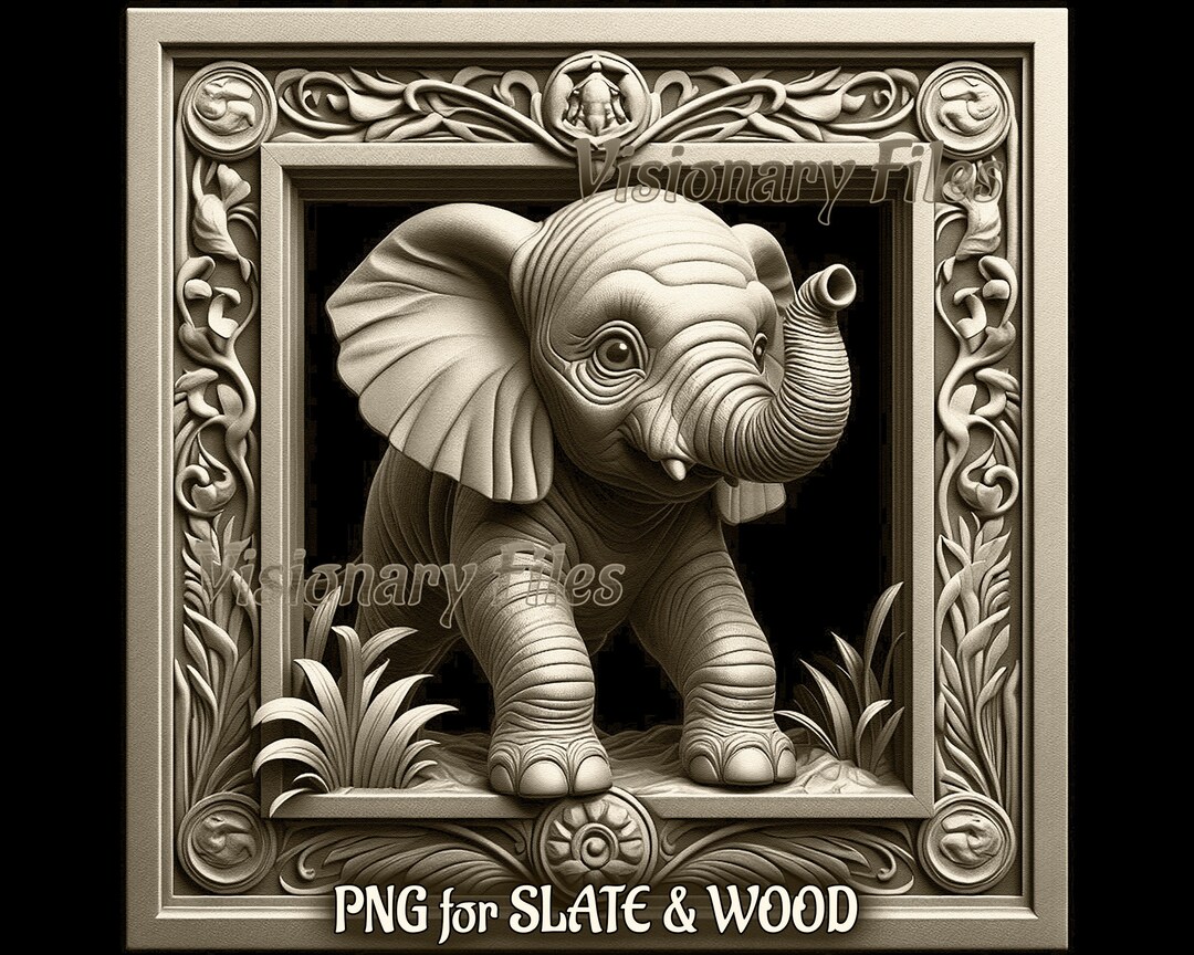 Elephant 3D Illusion PNG Laser File, Elephant 3D PNG, Elephant Slate ...