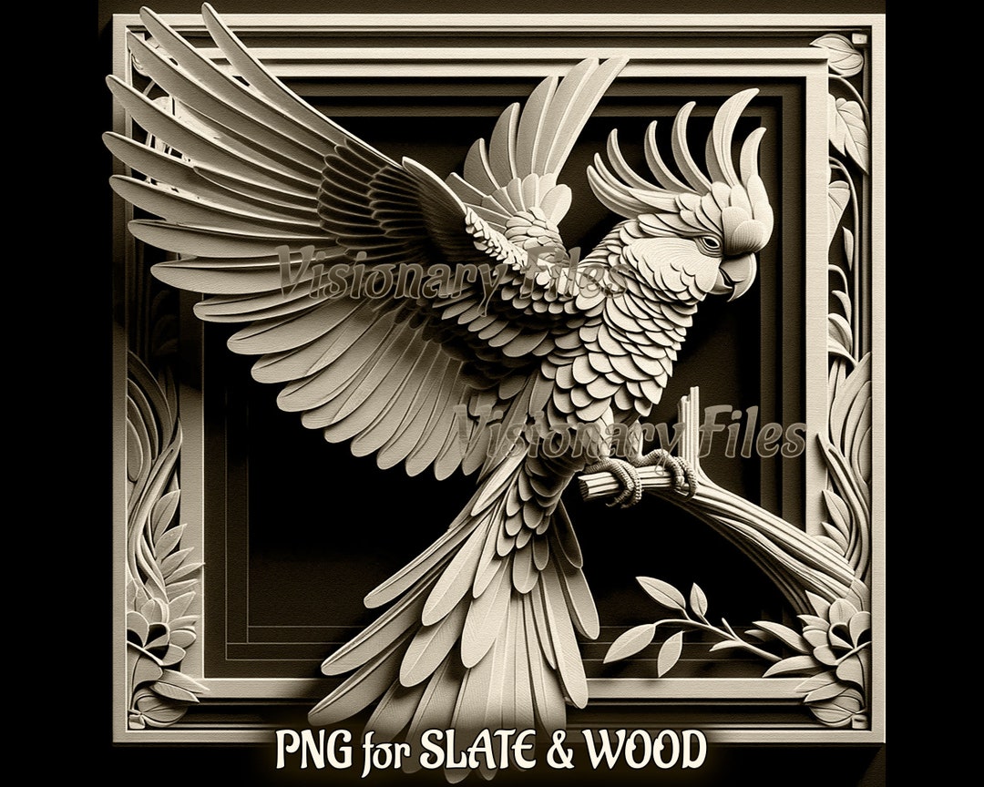 Cockatoo 3D Illusion PNG Laser File, Parrot PNG, Parrot Slate Coaster ...