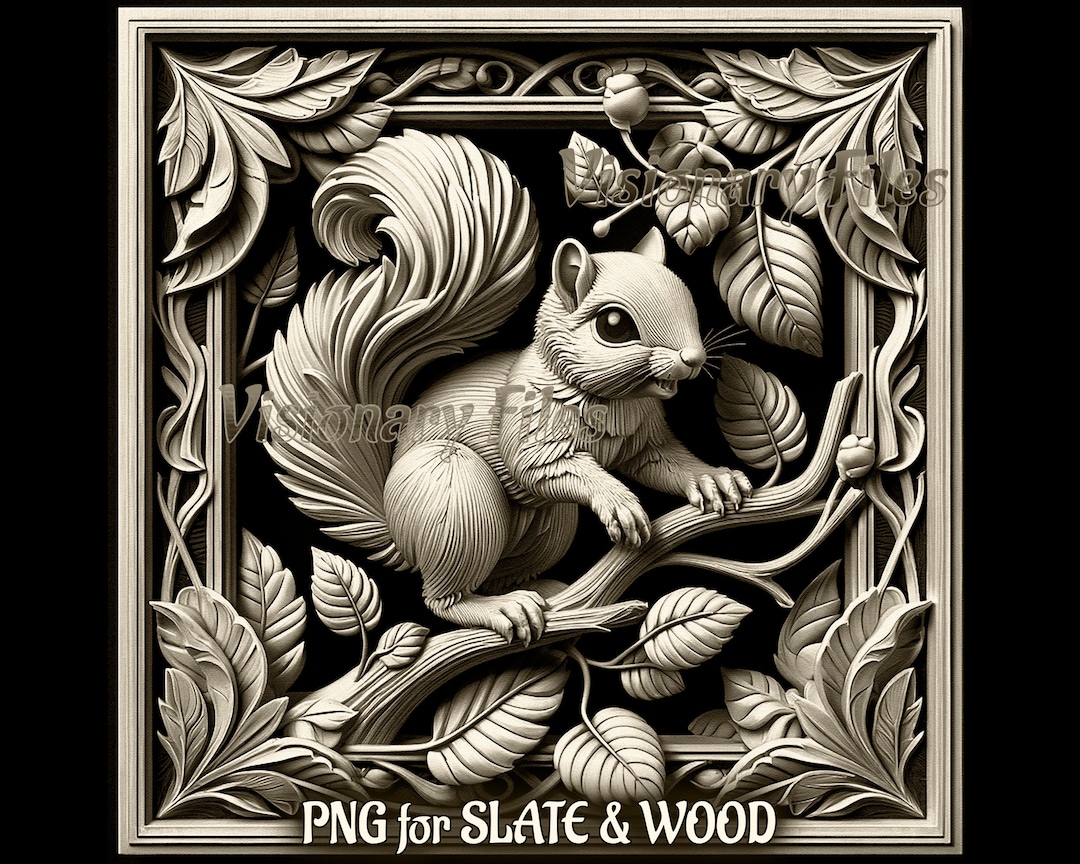 Squirrel 3D Illusion PNG Laser File, Squirrel PNG, Squirrel Slate ...