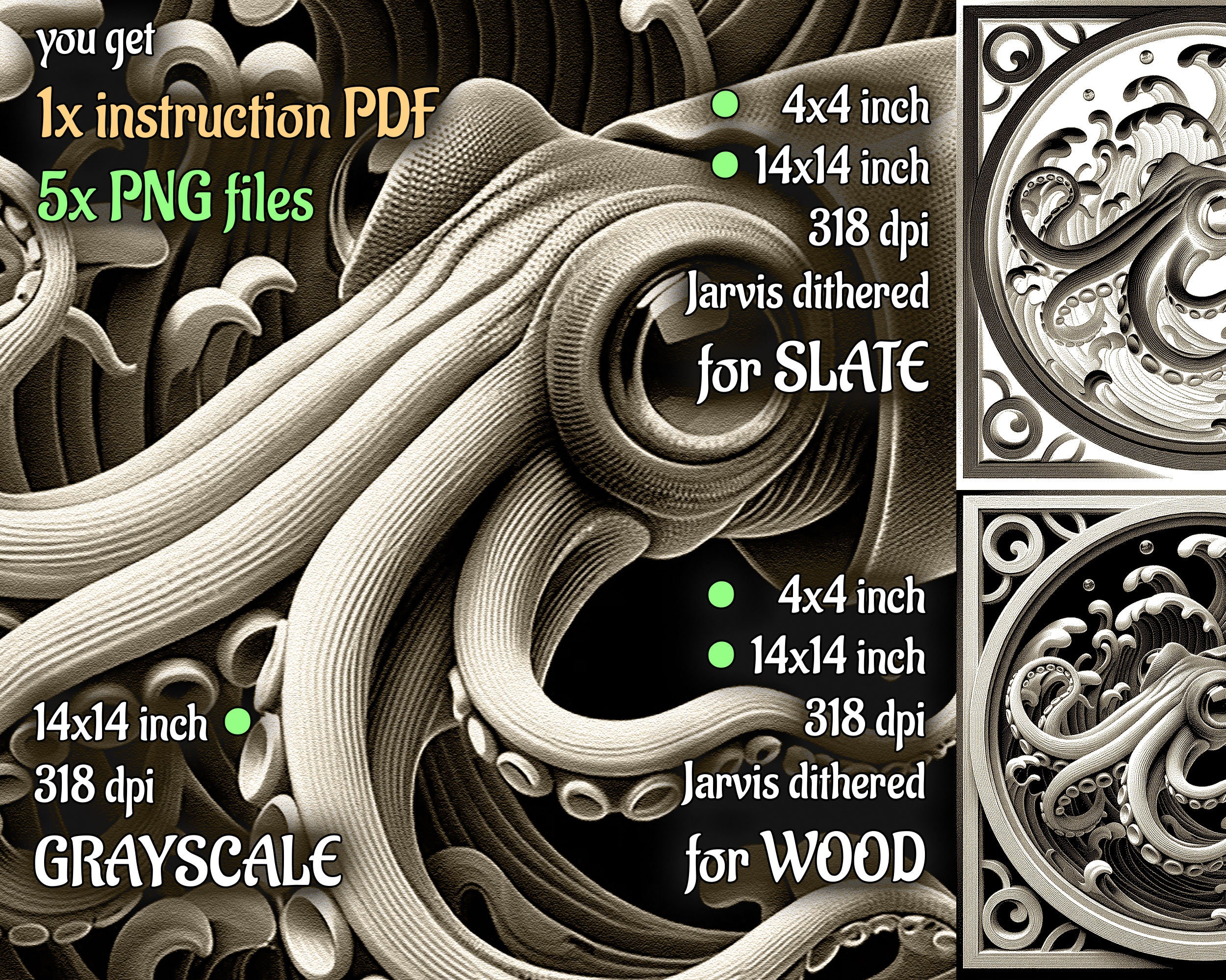 Squid 3D Illusion PNG Laser File, Squid PNG, Sealife Slate Coaster ...