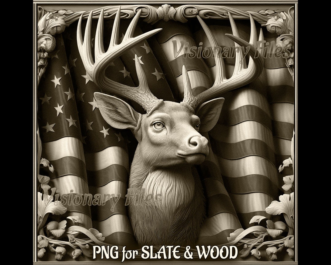American Deer 3D Illusion PNG Laser File, Deer PNG, Patriotic Slate ...