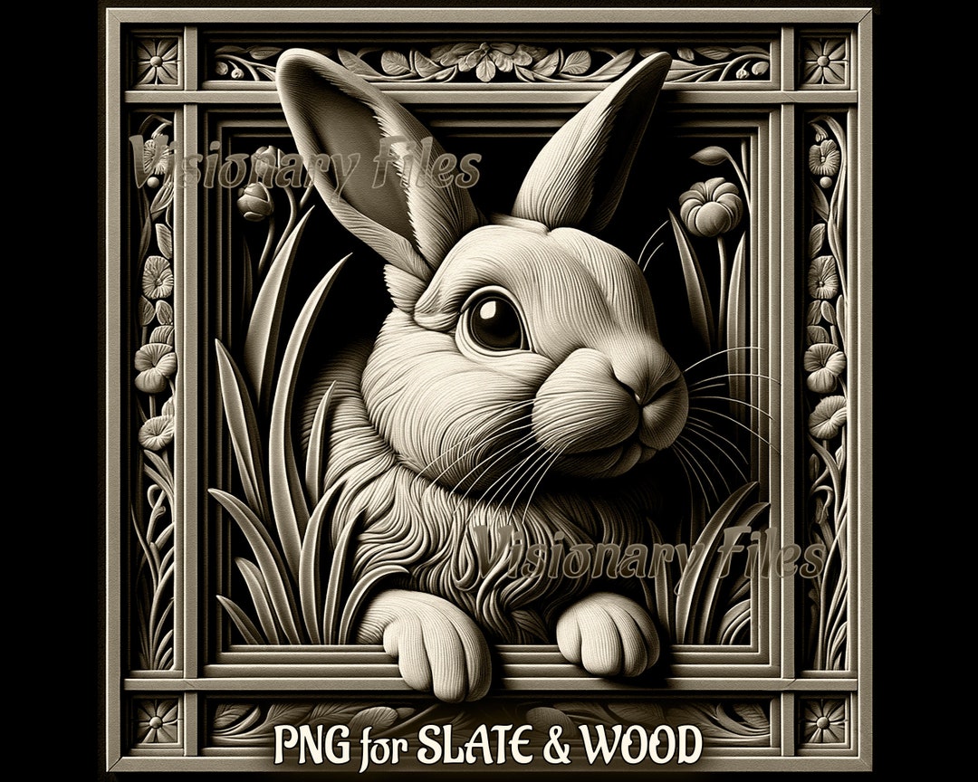 Bunny 3D Illusion PNG Laser File, Easter PNG, Rabbit Slate Coaster ...