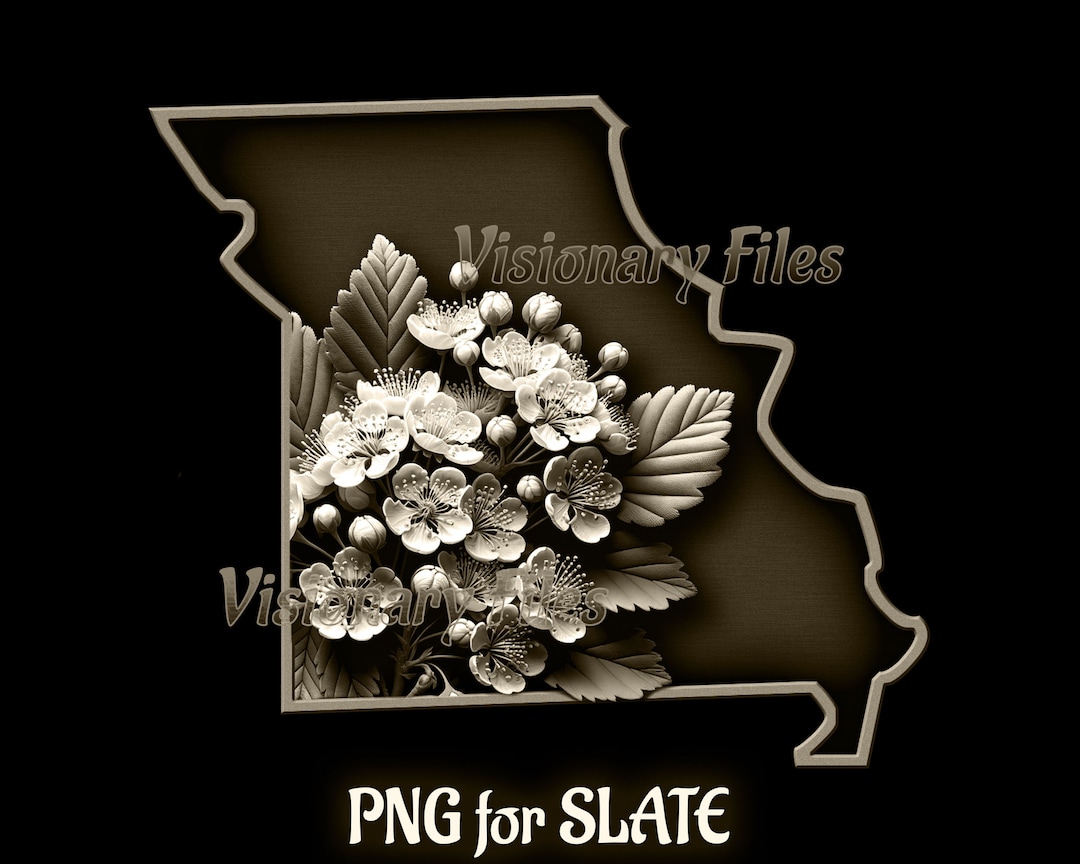 Missouri 3D Illusion PNG Laser File for Slate, Missouri State Flower ...