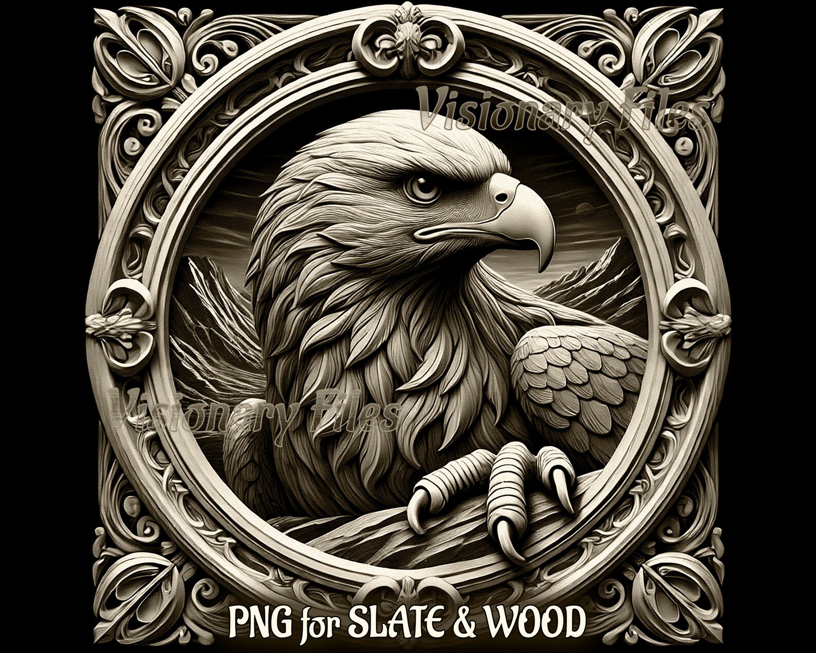 Eagle 3D Illusion PNG Laser File, Eagle PNG, Eagle Slate Coaster ...