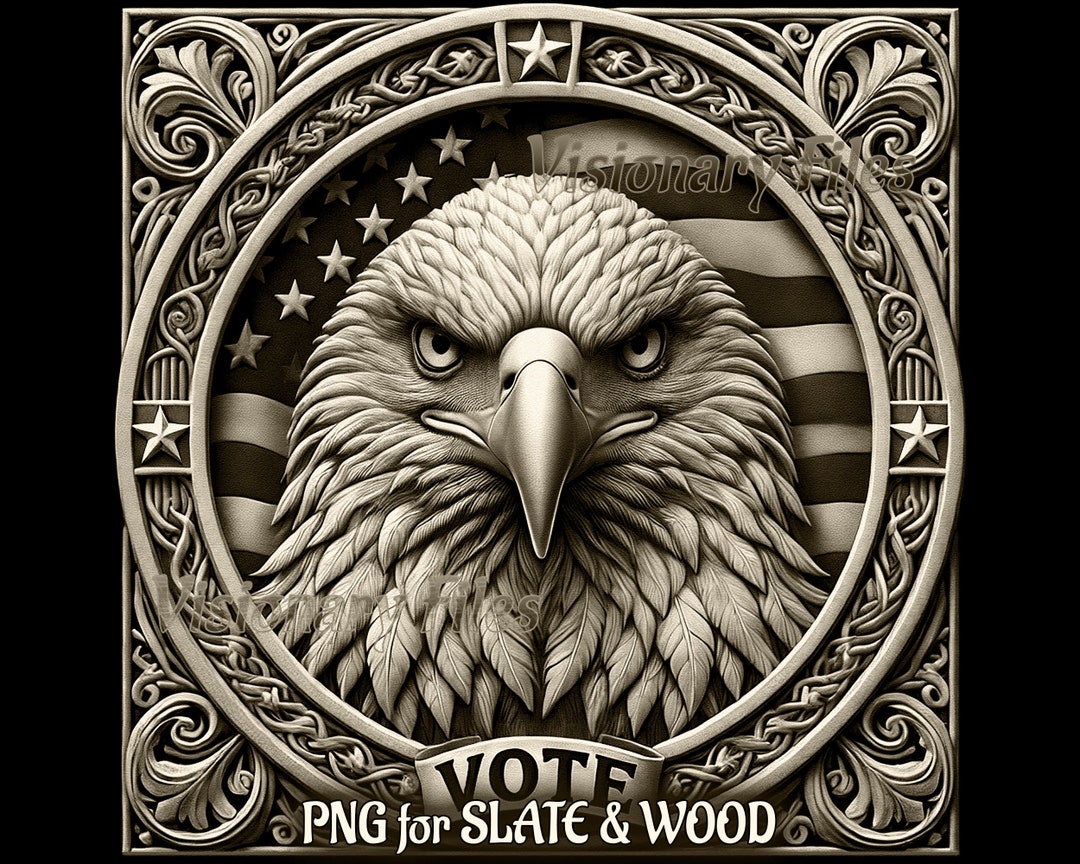 Vote 3D Illusion File, Vote America Eagle 3D Illusion PNG Laser File ...