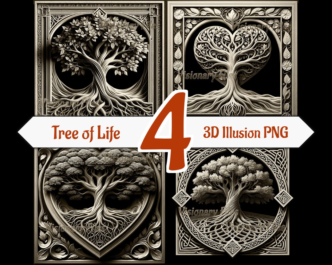 Tree of Life 3D Illusion PNG Laser File, Celtic Engraving Bundle ...